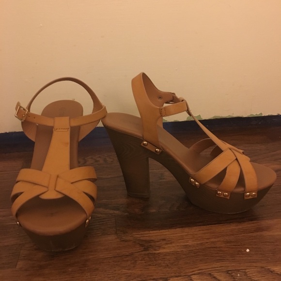 Shoes | Tan Platform Heels | Poshmark